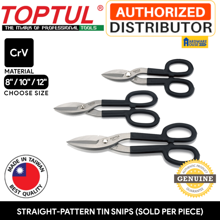 ORIGINAL TOPTUL Straight Cutting Tin Snips Choose Size 8" 10" 12" Drop ...
