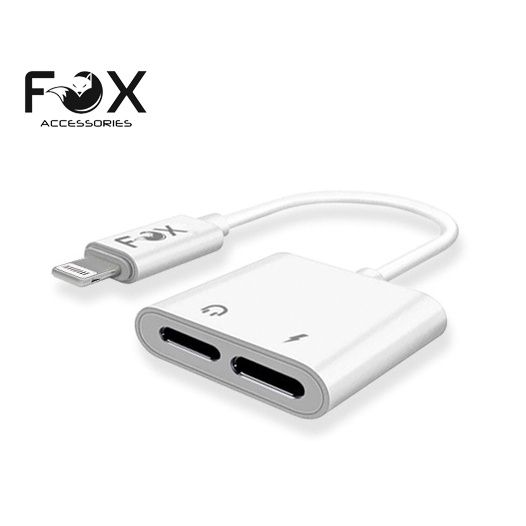 FOX Adapter 2-in-1 Dual Lightning Audio & Connecter 2.4A 12.5CM - White ...