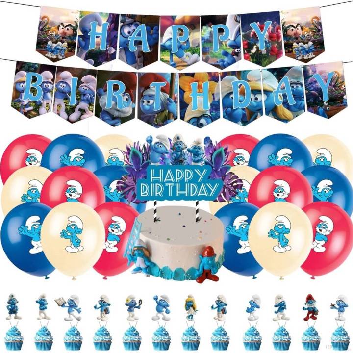 Kira The Smurfs Theme kids birthday party decorations banner cake ...