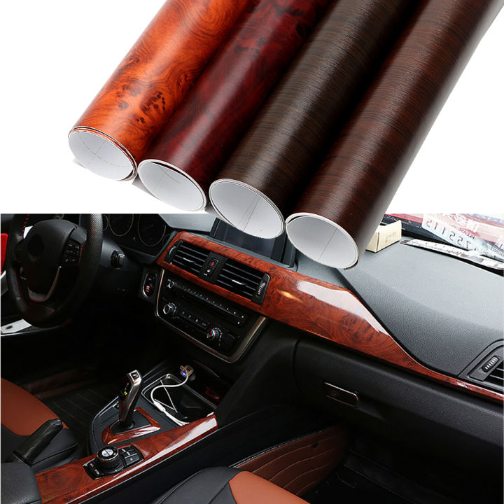 100 x 30CM DIY High Glossy Wood Grain Vinyl Sticker For Car Interior ...