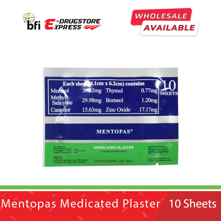 BFI E-Drugstore Mentopas Medicated Plaster 10 Sheets | Lazada