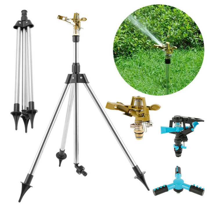 360 Degree Rotating Automatic Garden Water Sprinkler Tripod Lawn Garden ...