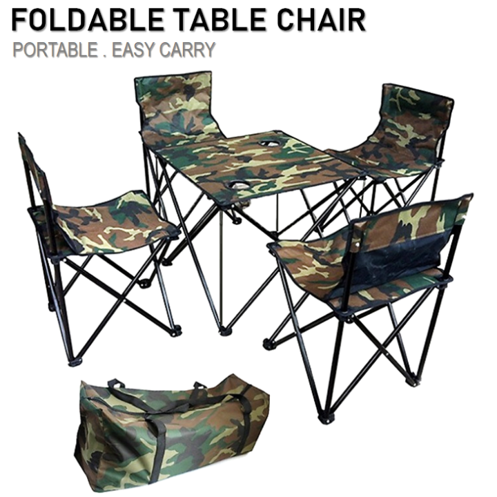 【Free Gift: 1 x Easy Carry Bag】Foldable Picnic Table Chair Easy Carry ...