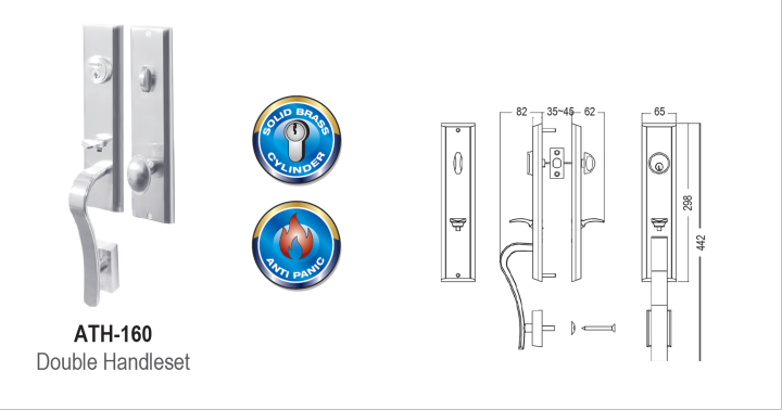 ARMOR ATH-160 Anti Panic Double Handle Door Lock Set | Lazada