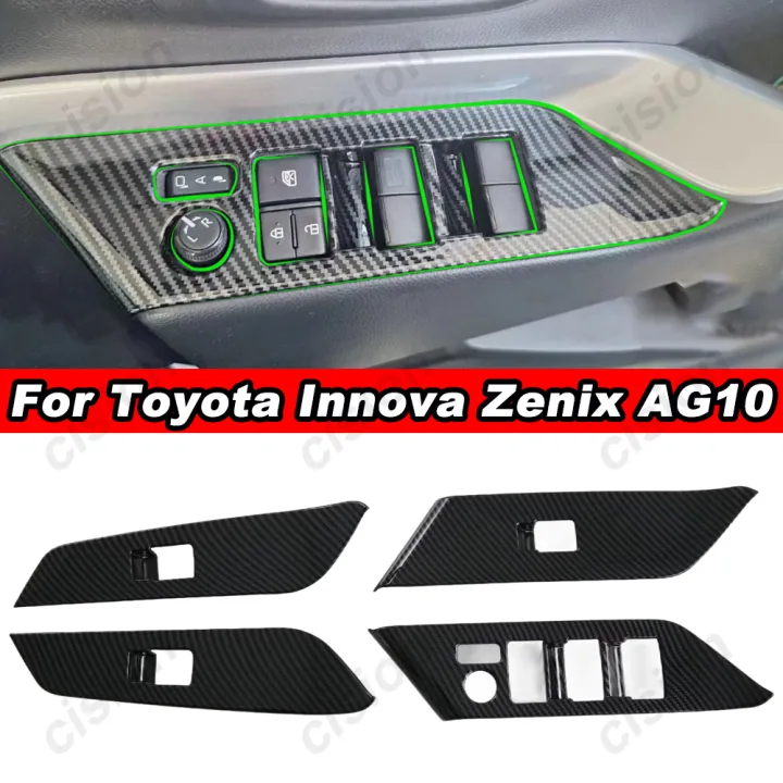 4Pcs Carbon Fiber Style ABS Material Interior Car Door Window Lift ...