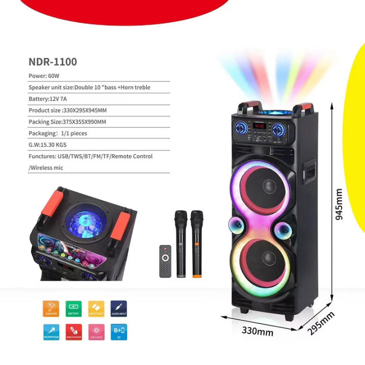 TECHZONE Karaoke Sub Woofer Party Box Wireless Bluetooth Speaker ...