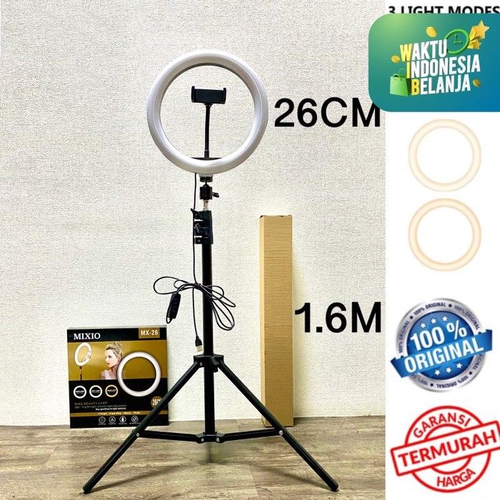 RING LIGHT 26CM + LIGHT STAND TRIPOD 1.6M SELFIE VLOGGER LIVESTREAMER ...