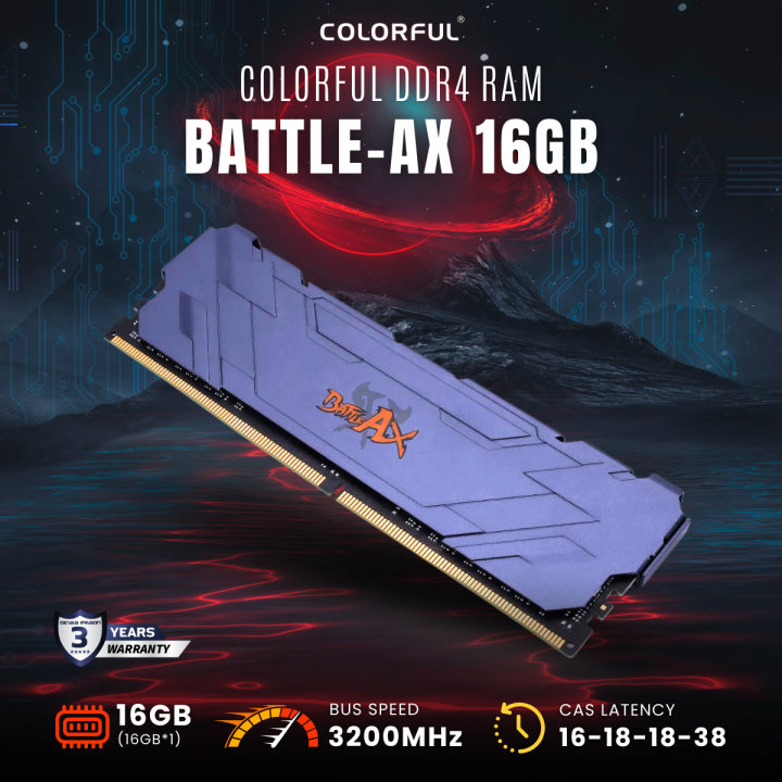 COLORFUL RAM หน่วยความจำ คอม สำหรับ PC Battle-AX DDR4 BUS 3200 - CL18 ...