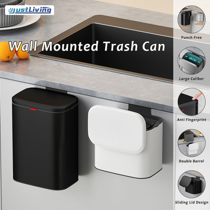 JustLiving 1PC 4/8L Wall Dustbin Trash Hanging Dustbin Household ...
