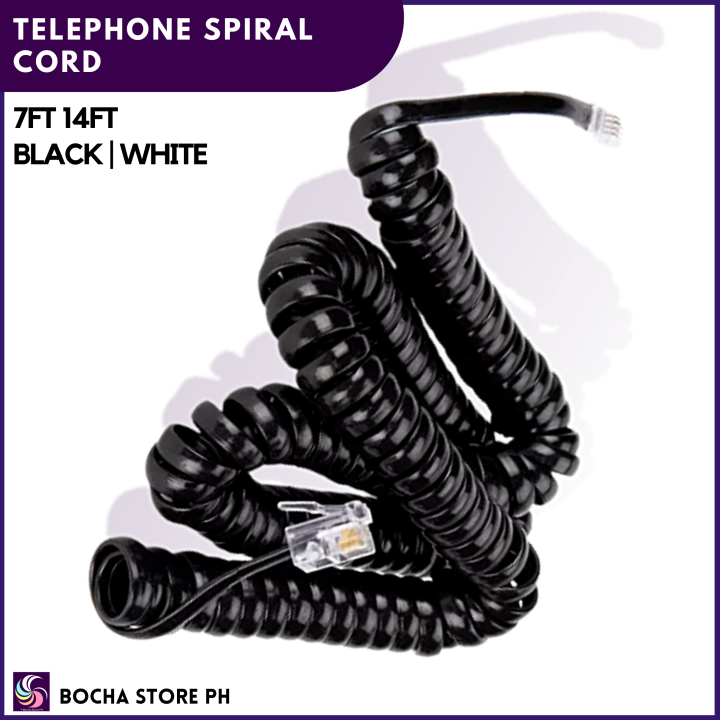 Telephone Spiral Cord Cable 7FT 14FT Black White Local Fast Shipping ...