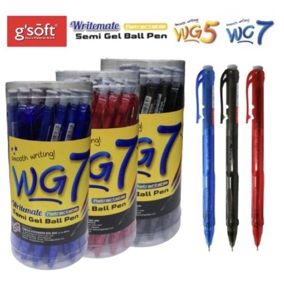 GSOFT WG5 / GSOFT WG7 Writemate Retractable Semi Gel Ball Pen (0.5mm ...
