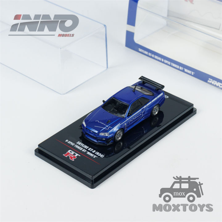 INNO 1:64 SKYLINE GT-R (R34)V-SPEC Tuned by MINE‘S Blue Diecast Model ...