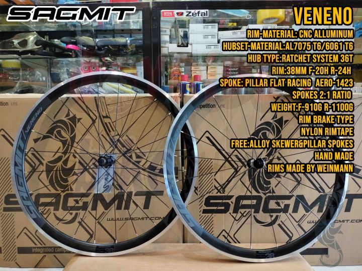 SAGMIT VENENO WHEELSET (RATCHET TYPE 36T) (RACING PILLAR SPOKES ...