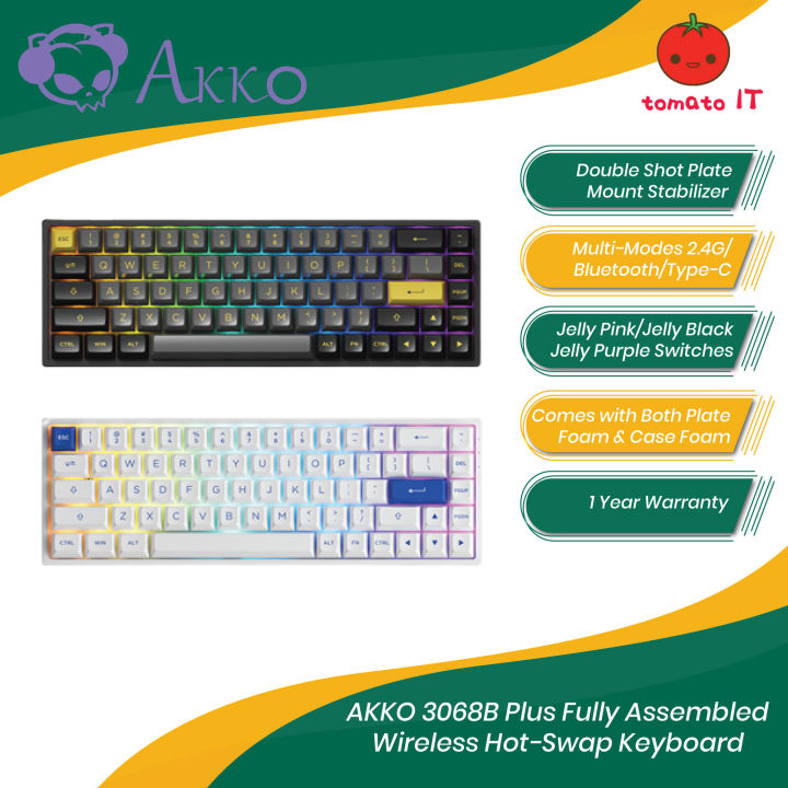 AKKO 3068B Plus Fully Assembled Wireless Hot-Swap Keyboard - Black ...