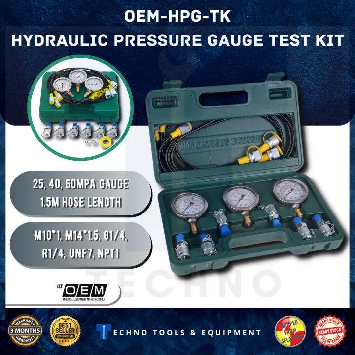 Hydraulic Pressure Guage Test Kit With Hose Coupling And Gauge Tools ...