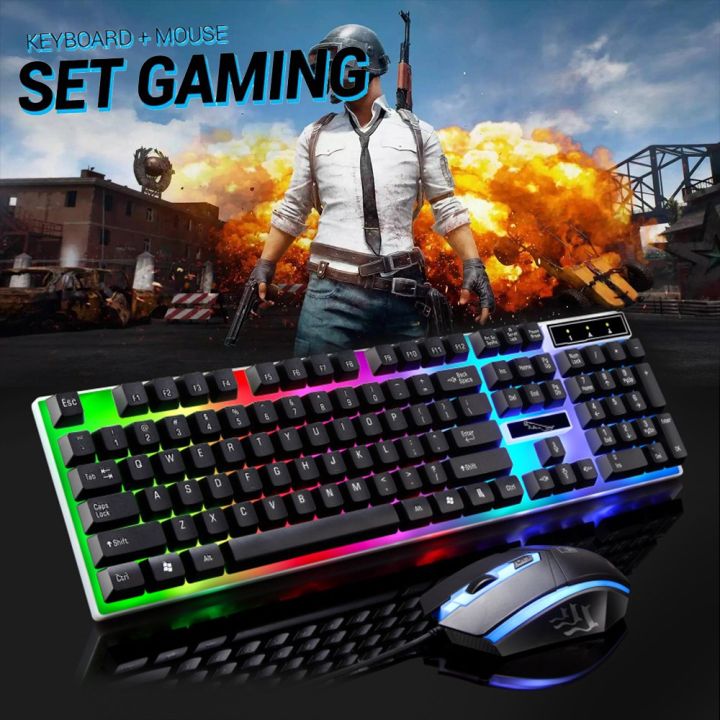 Keyboard Dan Mouse Gaming PC Full Set LED RGB Waterproof Acetech G21B ...