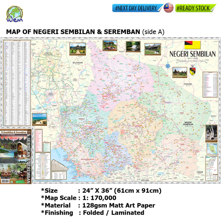 Road Map of Negeri Sembilan & Seremban / Peta Panduan Jalan & Lebuhraya ...