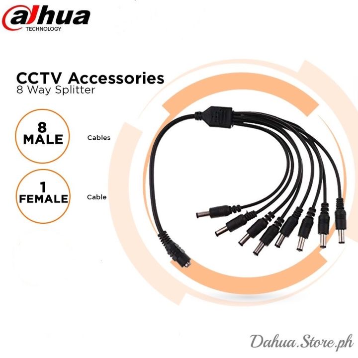 Splitter DC Cable 4 Way and 8 Way Splitter for CCTV Black Analog Camera ...