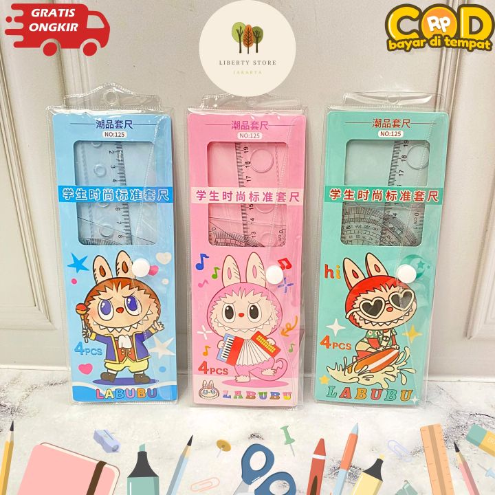Penggaris Set Labubu 4 in 1 PGG-1749 Stationery Alat Tulis Sekolah ...
