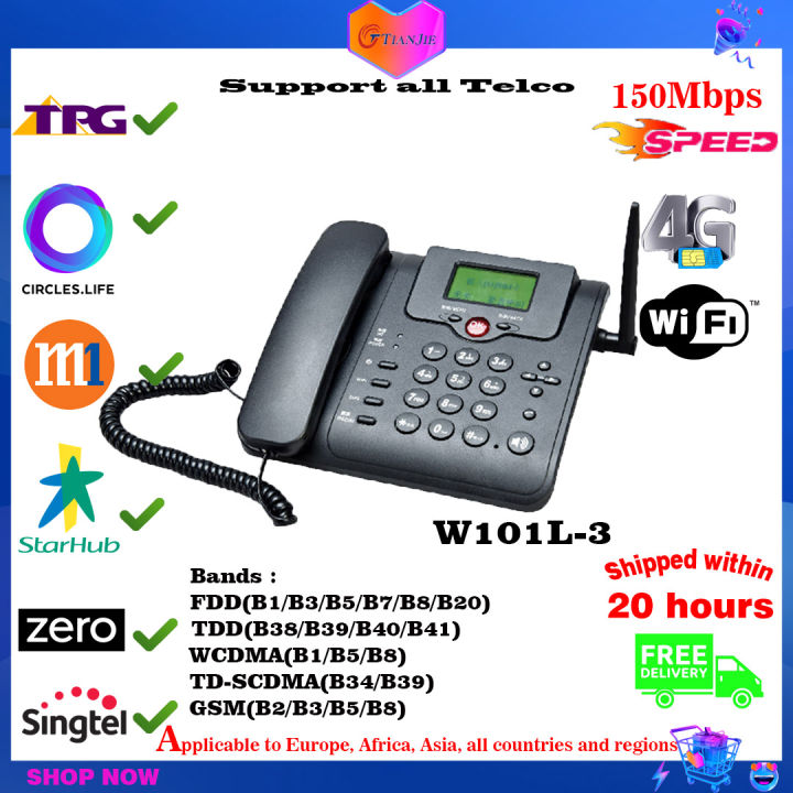 4G 3G Fixed Wireless GSM Desk Phone SIM Card Mobile Home Office Desktop ...