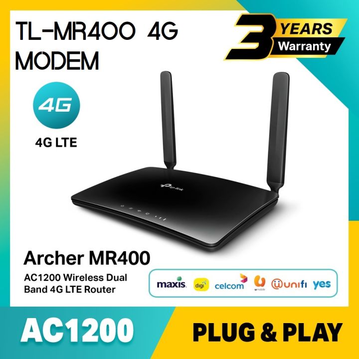 MR400 AC1200 4G LTE Dual Band 5Ghz WiFi Direct SIM Modem Router DiGi ...