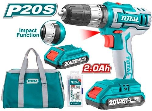 TOTAL LITHIUM-ION IMPACT DRILL/MESIN BOR TANGAN/BOR BATERAI TIDLI20025 ...