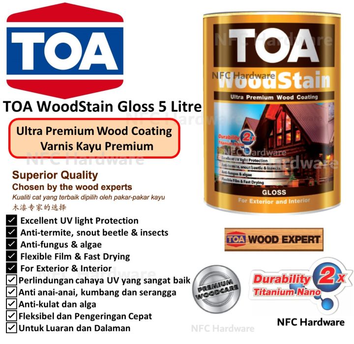 TOA Woodstain Gloss 5 Litre | Lazada