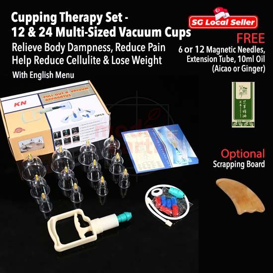 [SG Stock] Cupping Therapy Sets with Pump Vacuum, Muscle Joints Pain Relief, Cupping Therapy, 12 ...