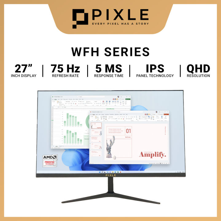 PIXLE 27 inch Monitor Flat | 2K QHD 75hz IPS 2560x1440 5ms | 27 ...