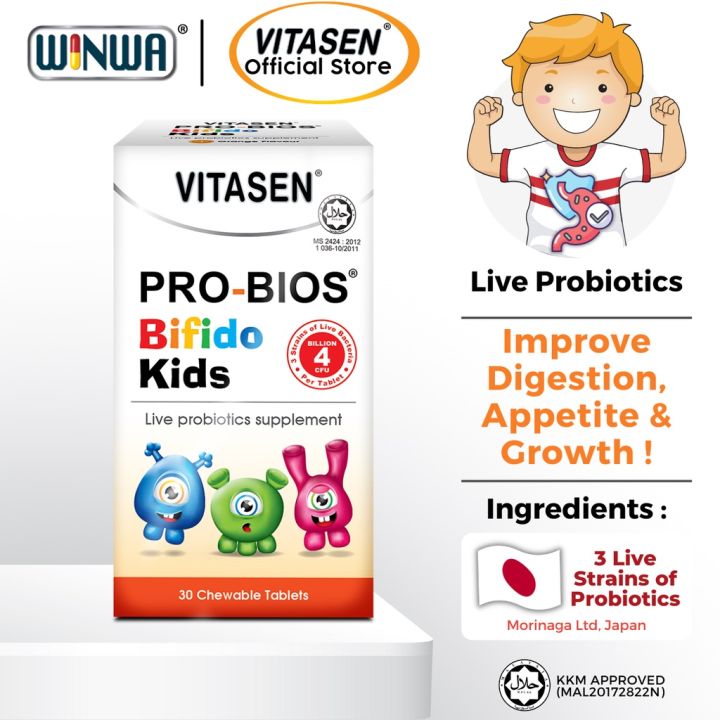 VITASEN PRO-BIOS Bifido Kids Probiotics Chewable Tablet (30's ...