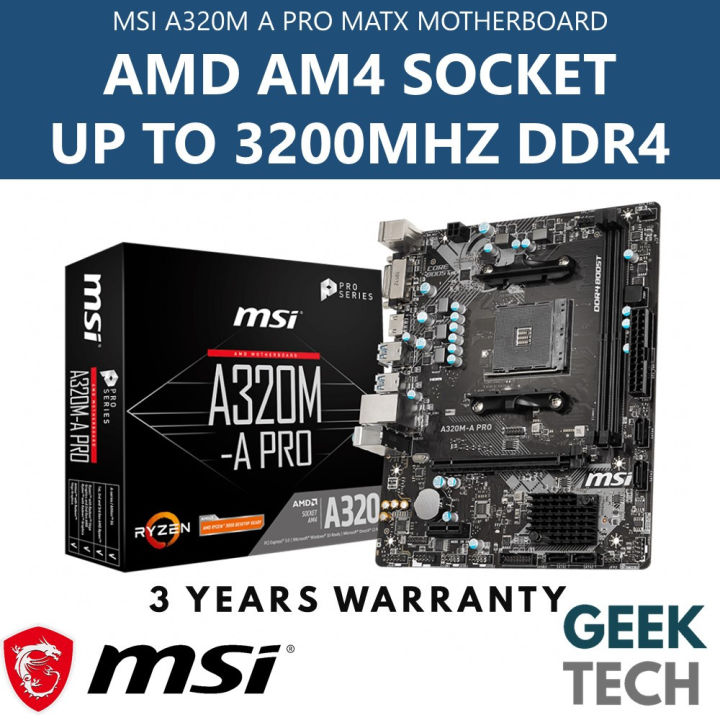 MSI A320M-A Pro mATX Motherboard | Lazada