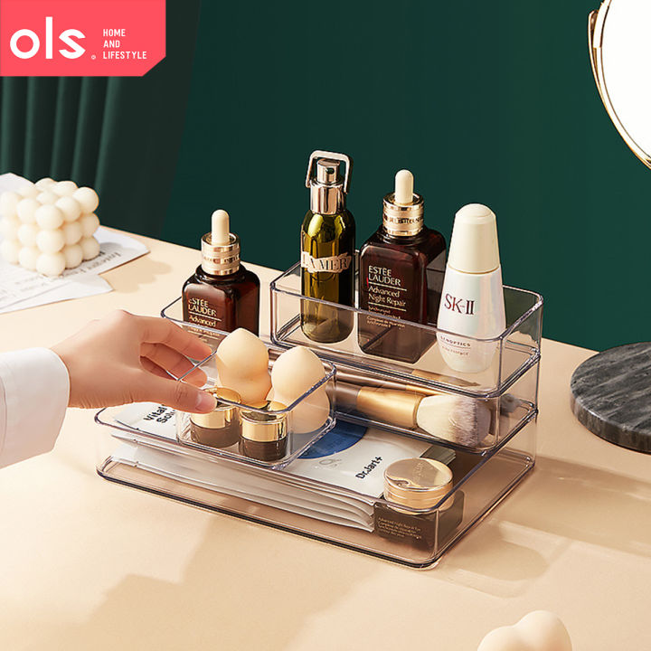 OLS Transparent Storage Box Cosmetic Partition Acrylic Compartment ...