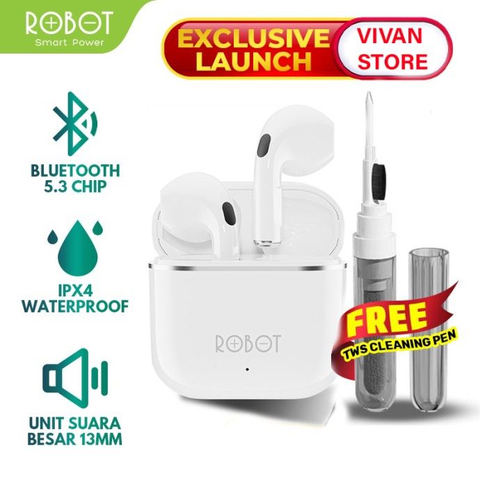 ROBOT T50 TWS BLUETOOTH 5.3 EARPHONE EARPODS MUSIC ANDROID IPHONE T50S ...