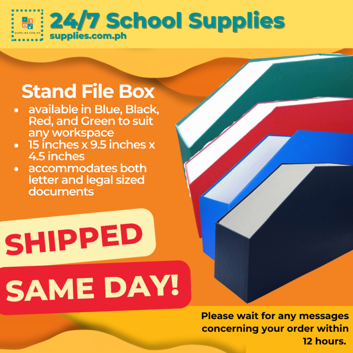Stand File Box - Color Blue, Black, Red, Green - Durable, Thick, and ...