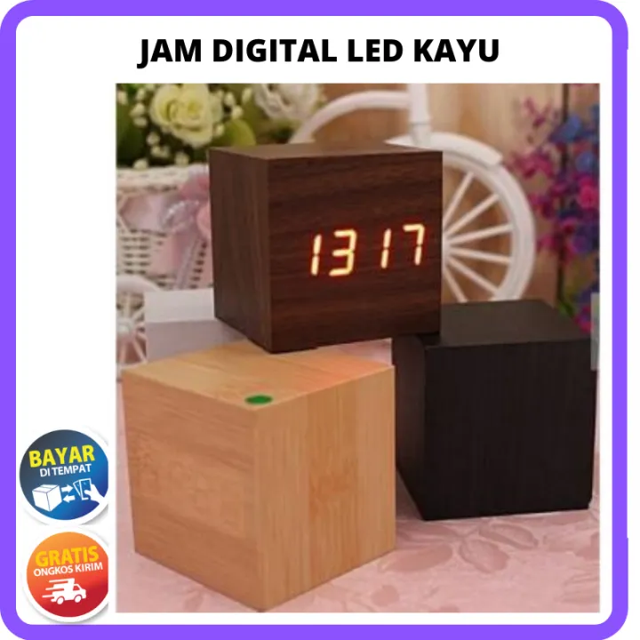 Jam Kotak Digital LED Kayu / Bahan Kayu Berkuliatas Didapadu Dengan ...