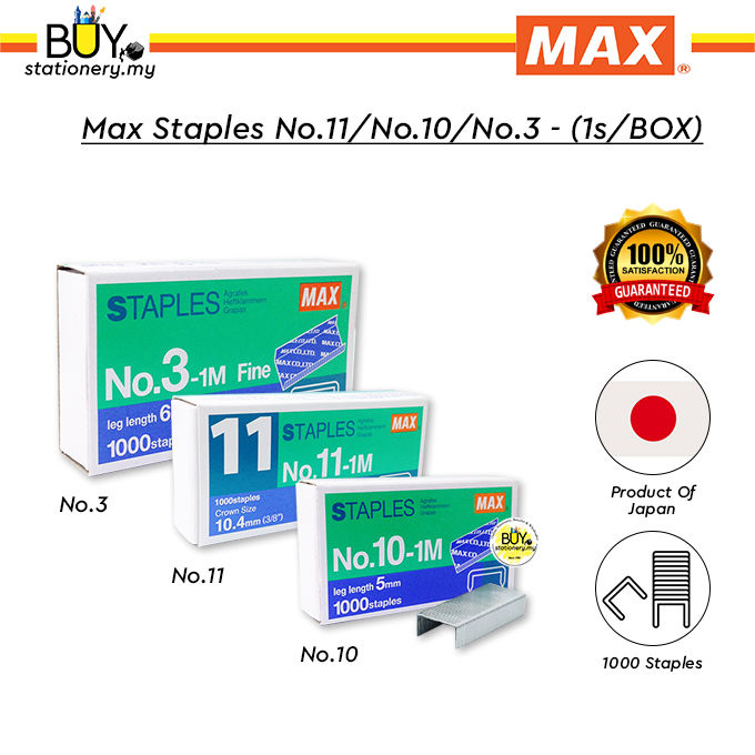 Max Staples No 11 / No 10 / No 3 Stapler Bullet Stapler Refill - (1s ...
