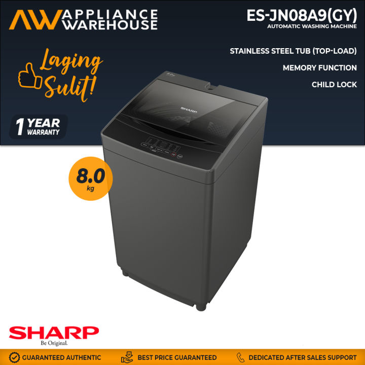 Sharp ES-JN08A9(GY) 8.0 Kg. Fully Automatic Top Load Washing Machine ...