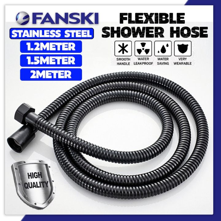 1.2M 1.5M 2M Stainless Steel Flexible Shower Hose Pipe Toilet Spray Bidet Hose Bathroom Black ...