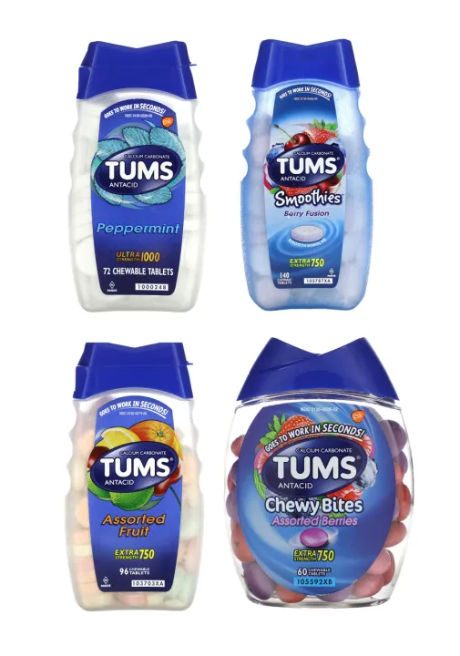 Tums, Calcium Carbonate Antacid, Peppermint, 1,000 mg, 72 Chewable ...