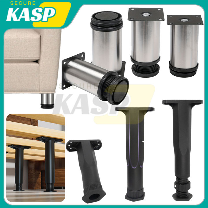 (With Rubber Footings) Adjustable Height Metal Furniture Legs & Bed ...