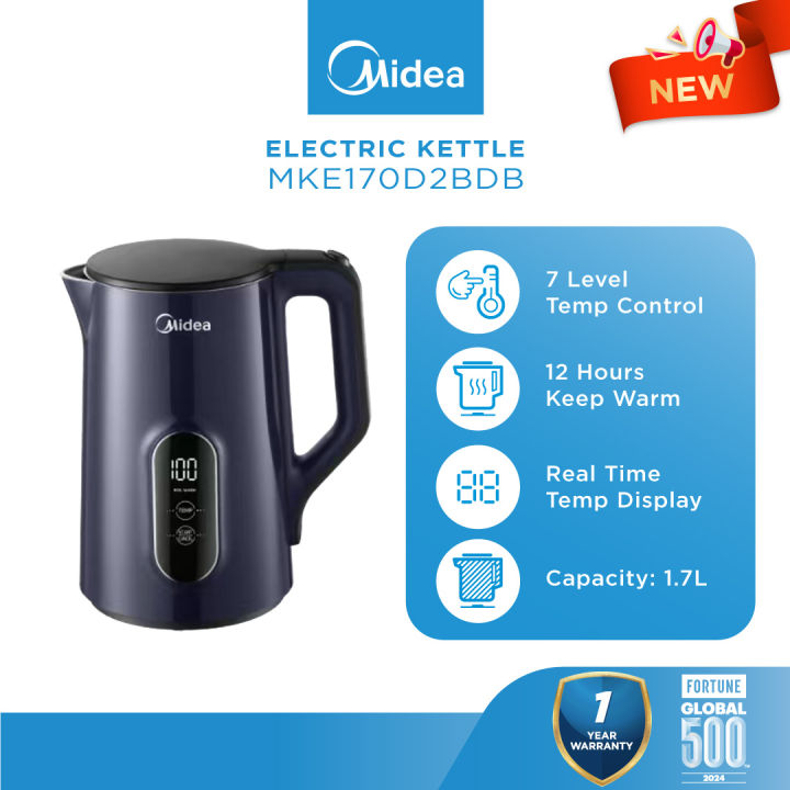 Midea MKE170D2BDB 1.7L Cool Touch Jug Kettle With LED Display | Lazada