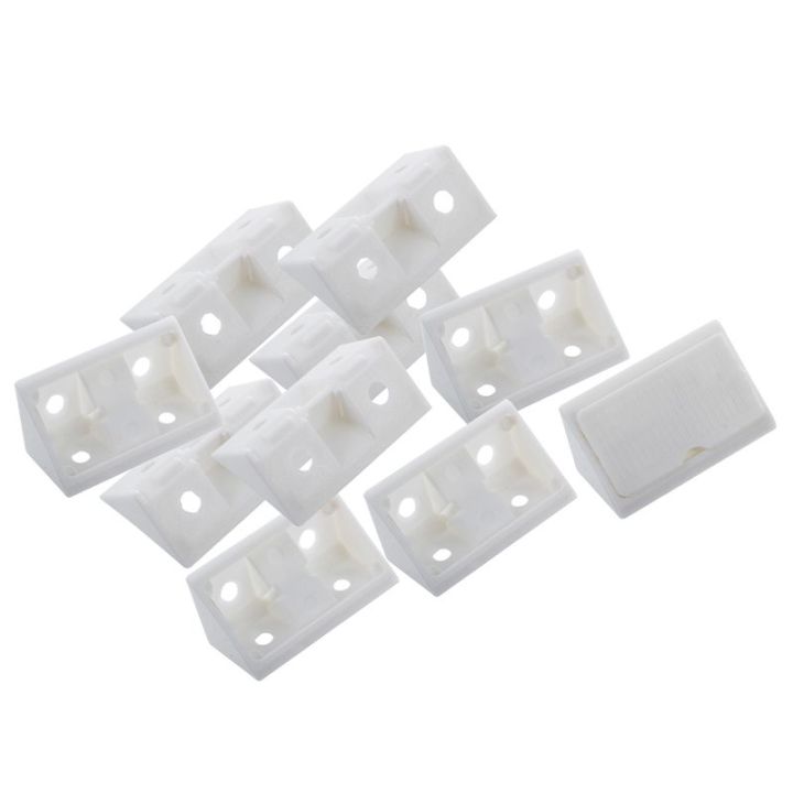 Furniture Cabinet Fastener Corner Braces Angle Brackets White 10pcs ...