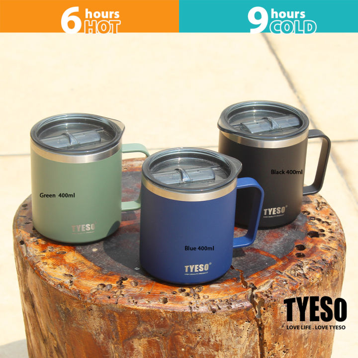 TYESO Coffee Mug 400ML Vacuum Insulated Cup with Lid HOT&COLD Double Wall Stainless Steel Water ...