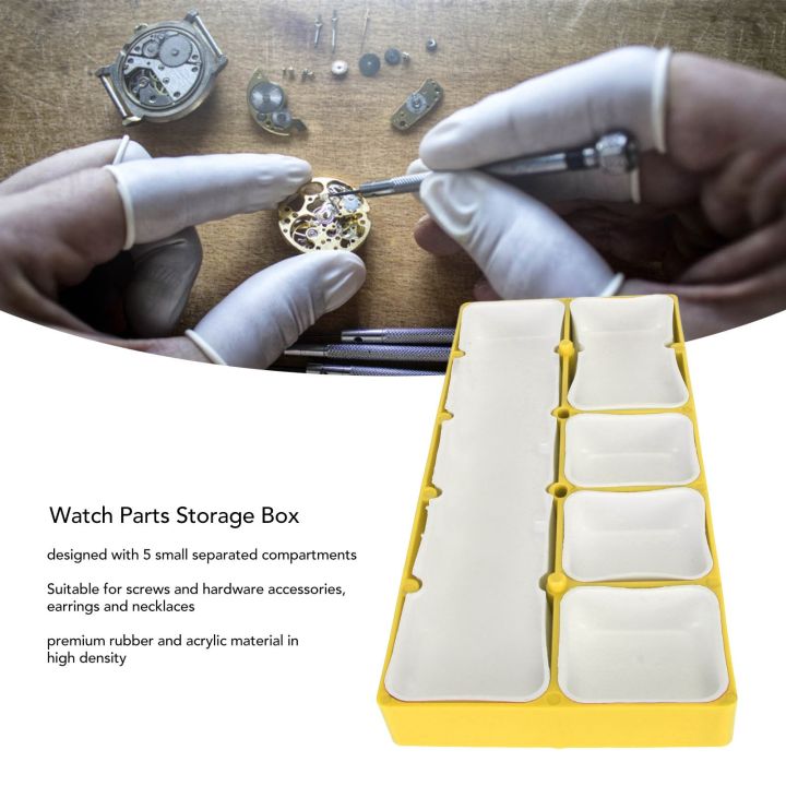 Watch Parts Storage Box 5 Compartments Watch Parts Holder Stackable for ...