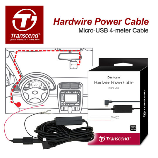 Transcend Hardwire Power Cable 4-meter (Micro-USB) | Fit For Dashcams ...