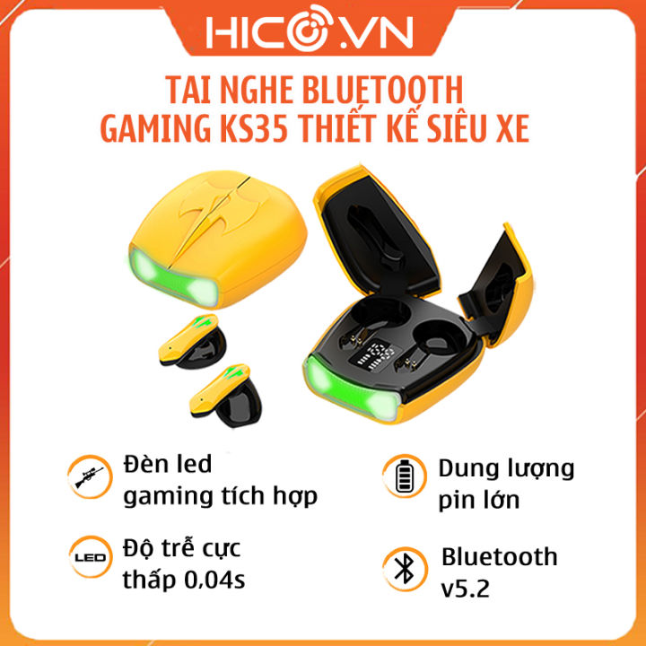 Tai nghe gaming bluetooth 5.2 KS35 , Tai nghe không dây độ trễ thấp, có ...