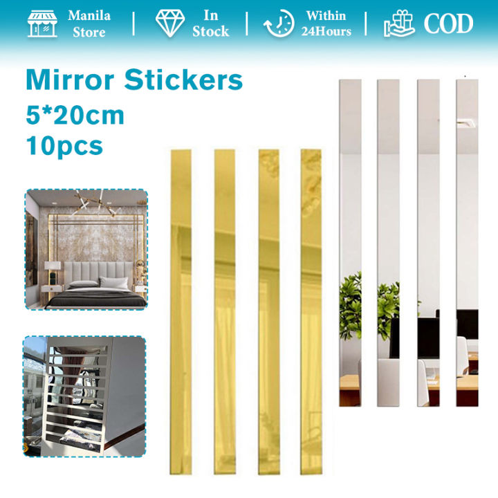 10PCS Acrylic Mirror Stickers Self Adhesive Mirror Wall Stickers Home ...