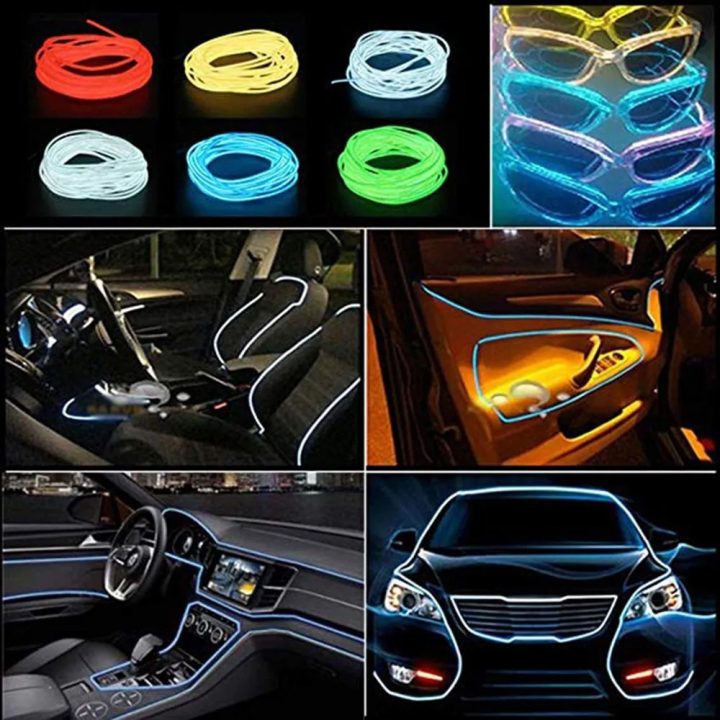 Lampu Kabel EL Wire Dekorasi List Dashboard Mobil Ruangan Flexible Per ...