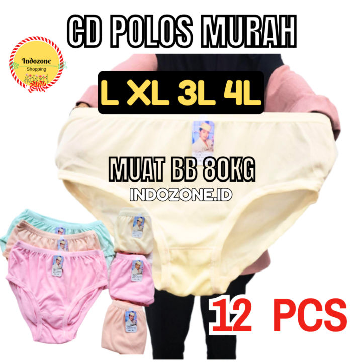 12 PCS CD Celana Dalam Wanita Cewek Dewasa Remaja Jumbo Size L XL XXL XXXL HYGET POLOS | Lazada ...
