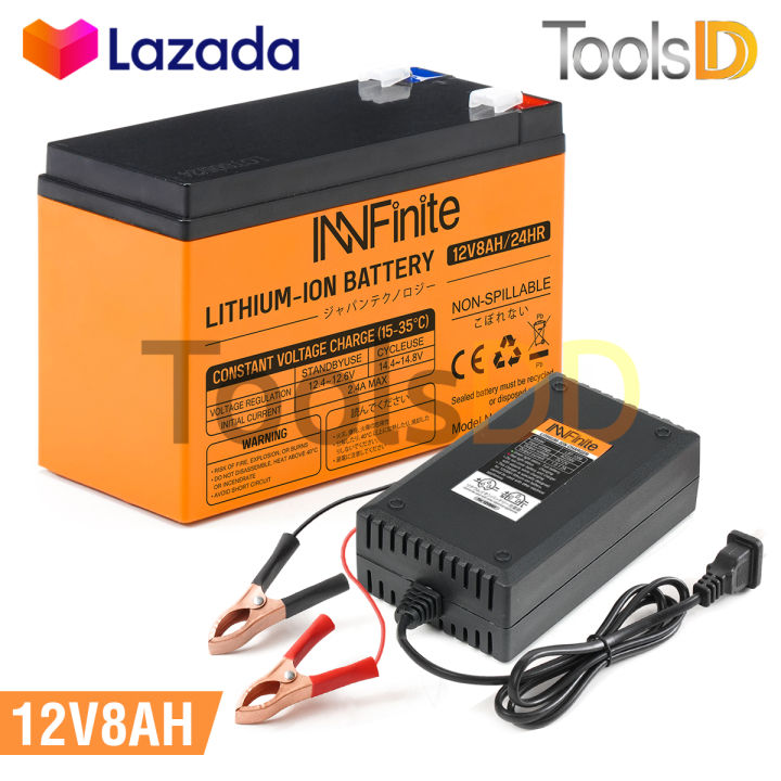 InnFinite แบตเตอรี่ 12V 8AH แบตเตอรี่ลิเธียม แบตเตอรี่เครื่องสำรองไฟ ...